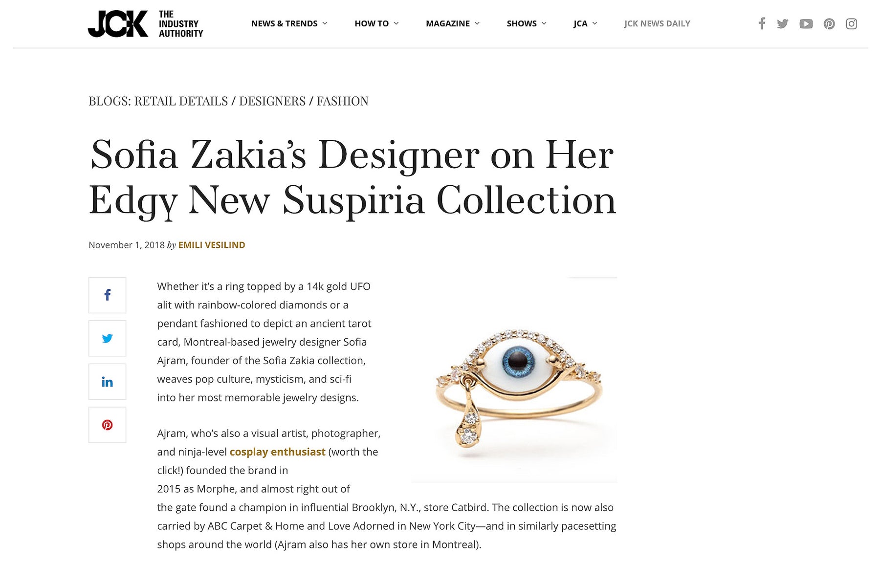 JCK Interview / Feature – Sofia Zakia